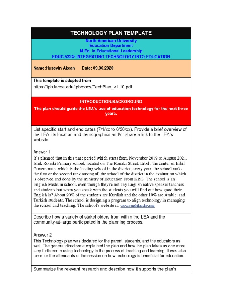 Educ 5324-Technology Plan1 | PDF | Educational Technology | Schools