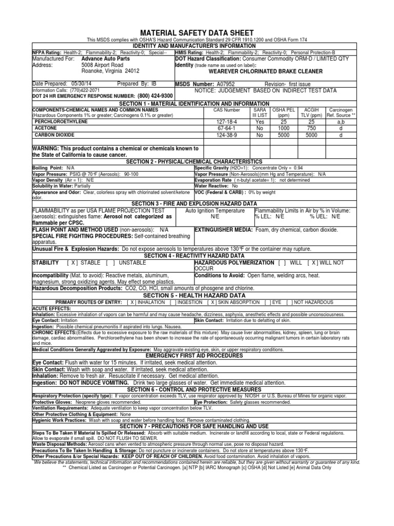 CarQuest Wearever Brake Parts Cleaner WES W5089 PDF | PDF | Carbon ...