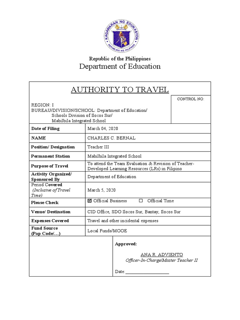 Travel-Order-New-Format (A4 SIZE) | PDF