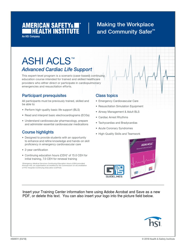 ASHI ACLS Form Field Flyer | Download Free PDF | Emergency Medical ...