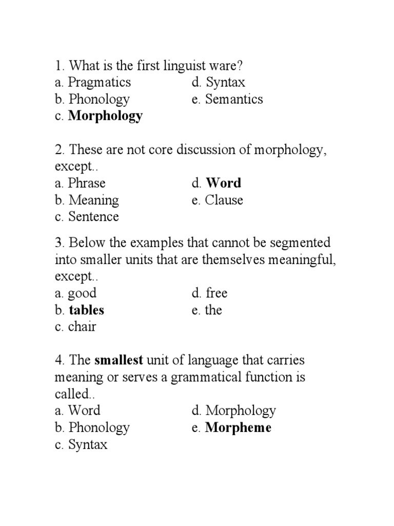 Quiz UTS Morphology | PDF | Morphology (Linguistics) | Word