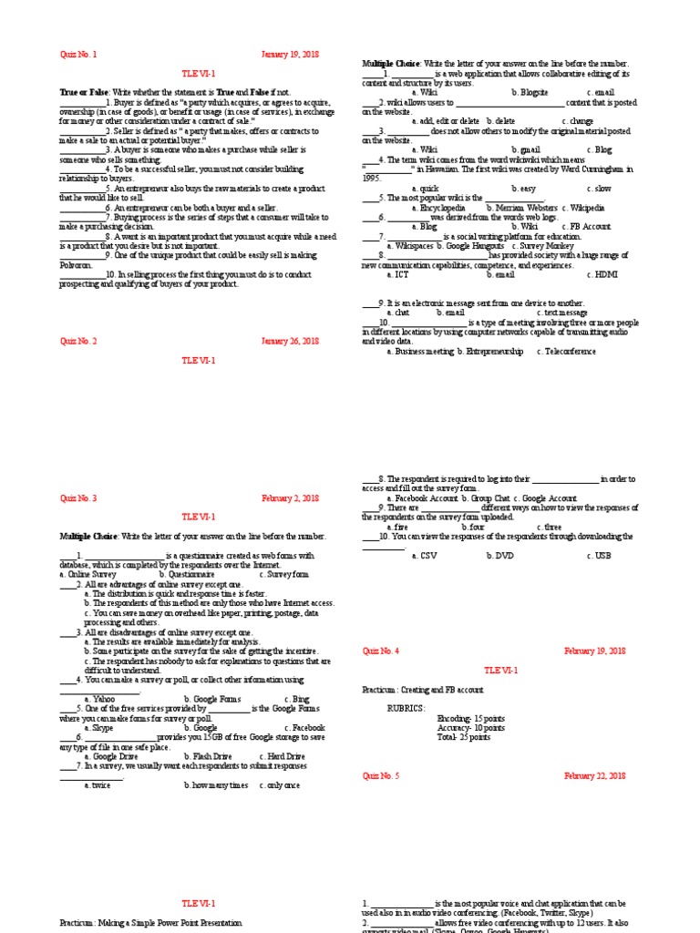 4th Quarter EXAm TLE 6 | PDF | Wiki | Videotelephony