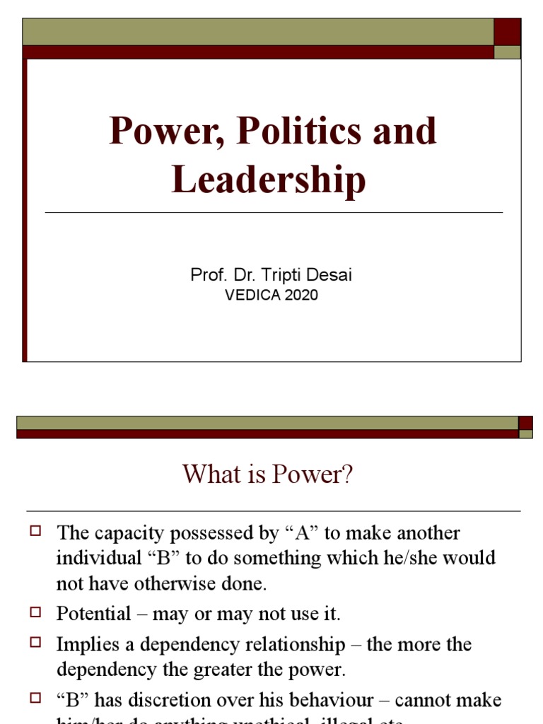 Power, Politics and Leadership VEDICA | PDF | Power (Social And ...