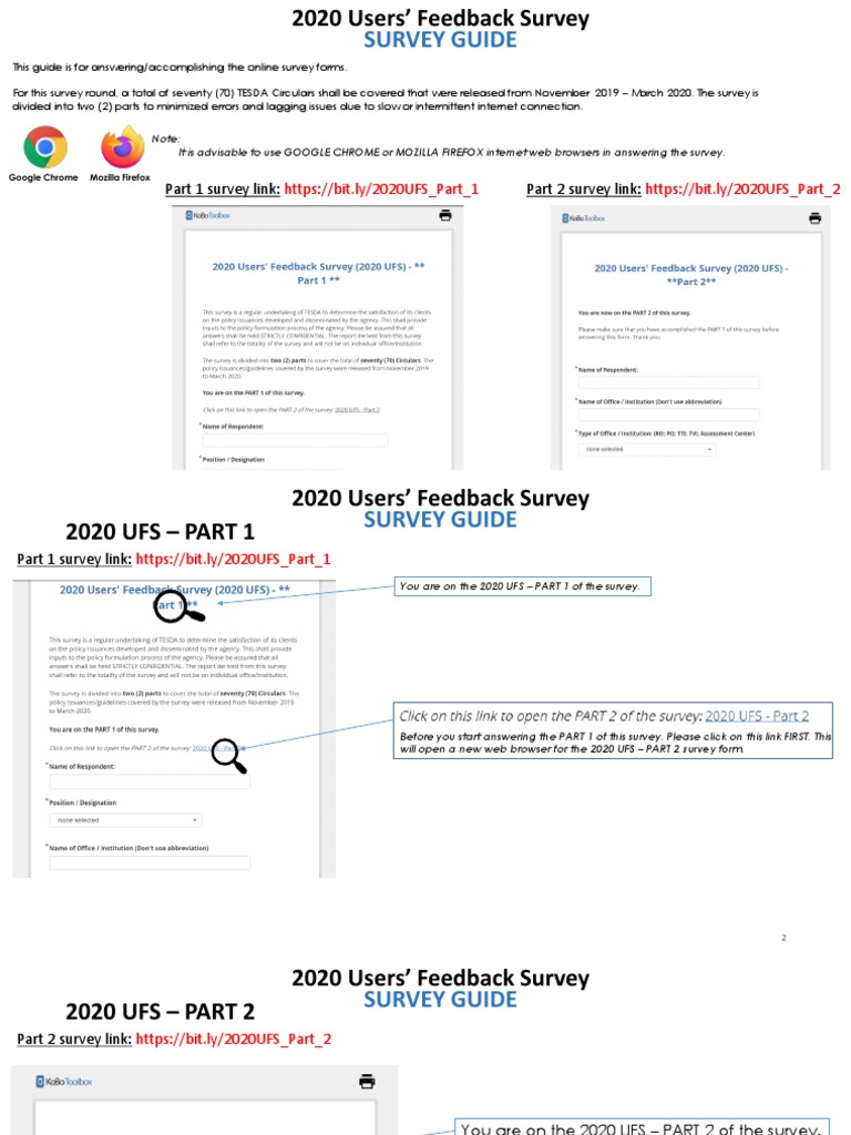 Survey Guide: Part 1 Survey Link: Part 2 Survey Link | Download Free ...