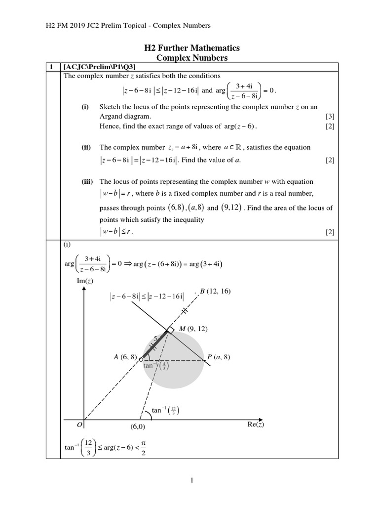 2019 Prelim Topic - Complex Numbers - Solutions PDF | PDF | Complex ...