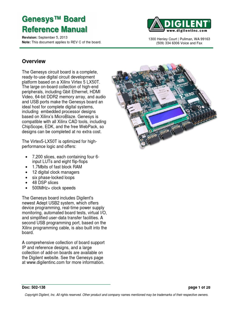 Genesys™ Board Reference Manual: Revision: September 5, 2013 | PDF ...