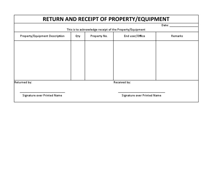 Return and Receipt of Property Equipment 2019 | PDF