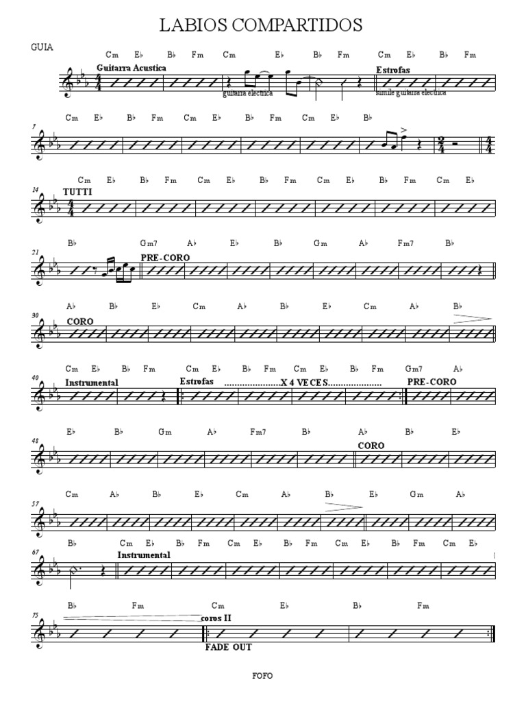 Labios Compartidos | PDF | Guitarras | Instrumentos de la familia de ...