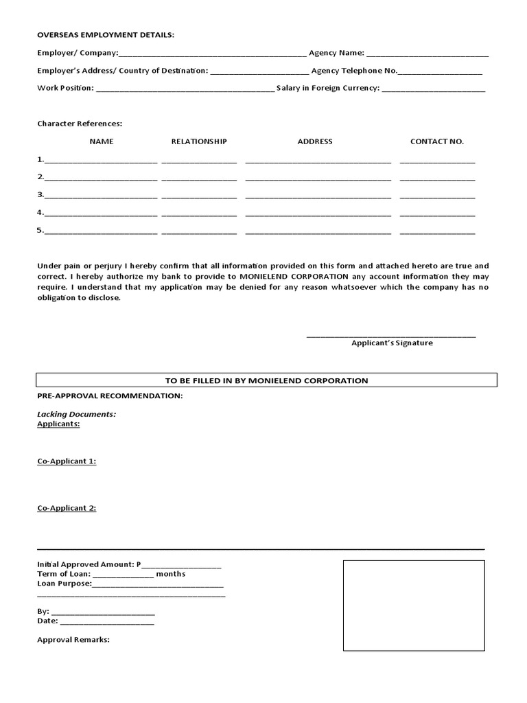 Overseas Employment Details Form | PDF