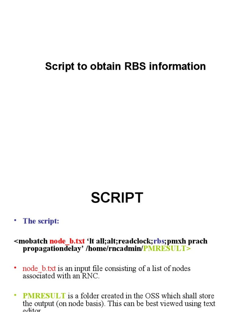 Script For RBS Site Info | PDF