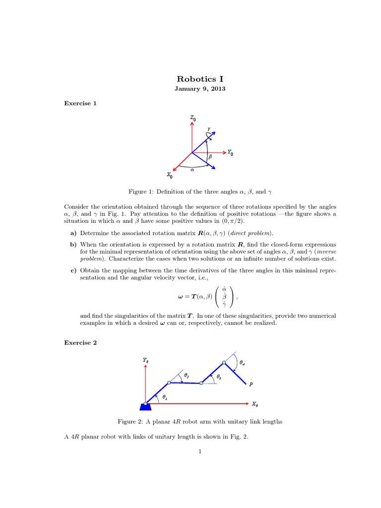 Robotics1 13.01.09 | PDF | Angle | Kinematics