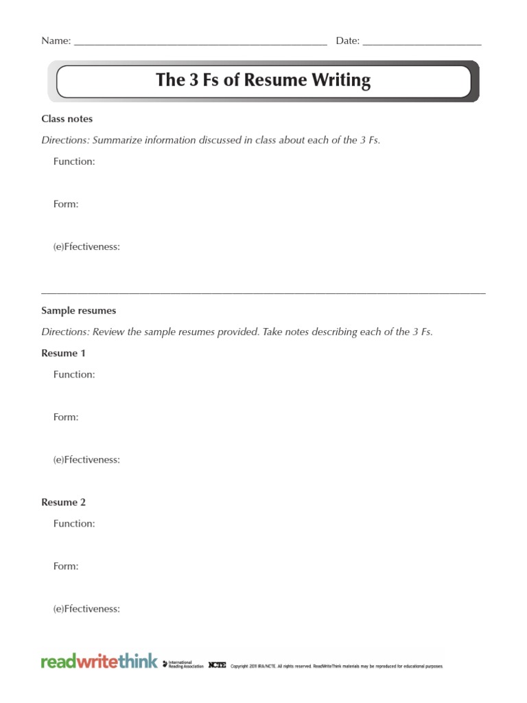 The 3 Fs of Resume Writing Explained | PDF