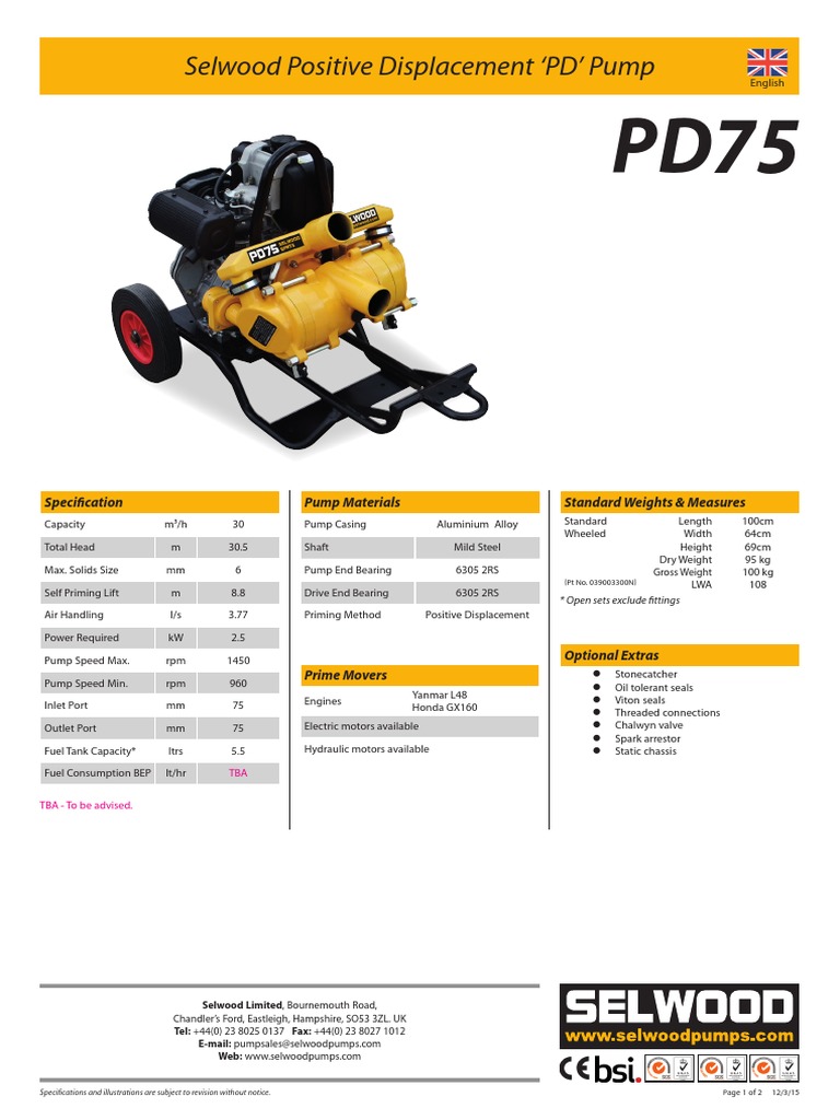 PD75 Spate Pump | PDF | Pump | Engines