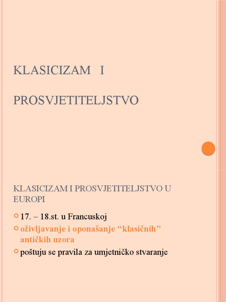 Klasicizam I Prosvjetiteljstvo | PDF