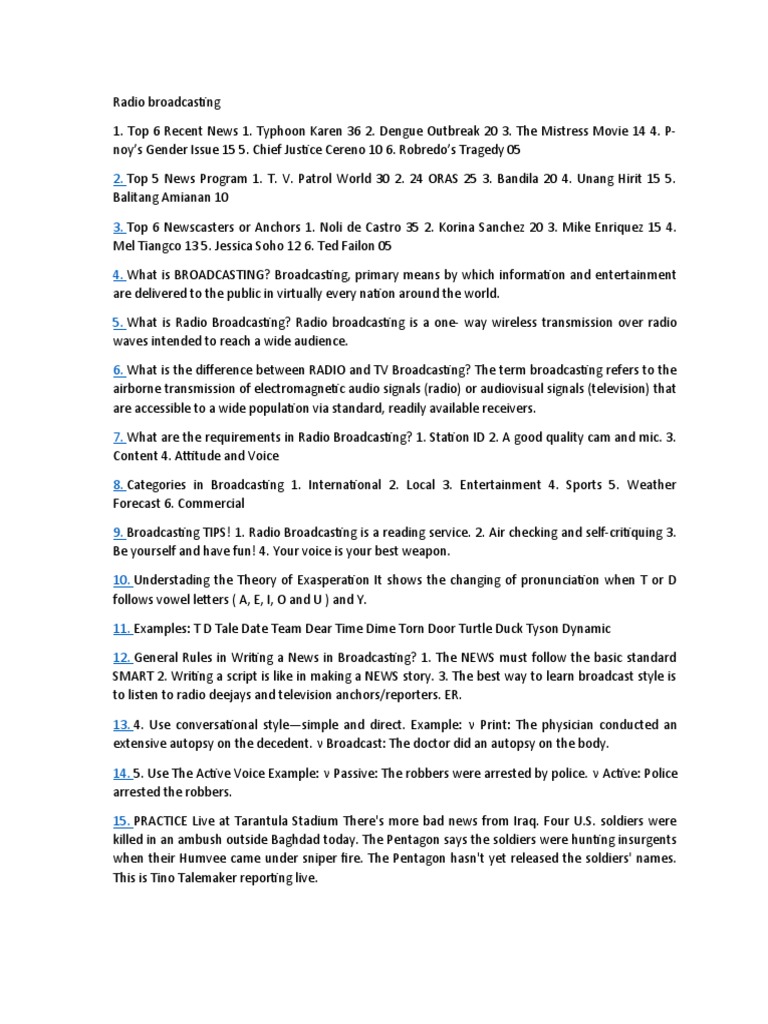 Radio Broadcasting Files | PDF | Radio Broadcasting | Broadcasting