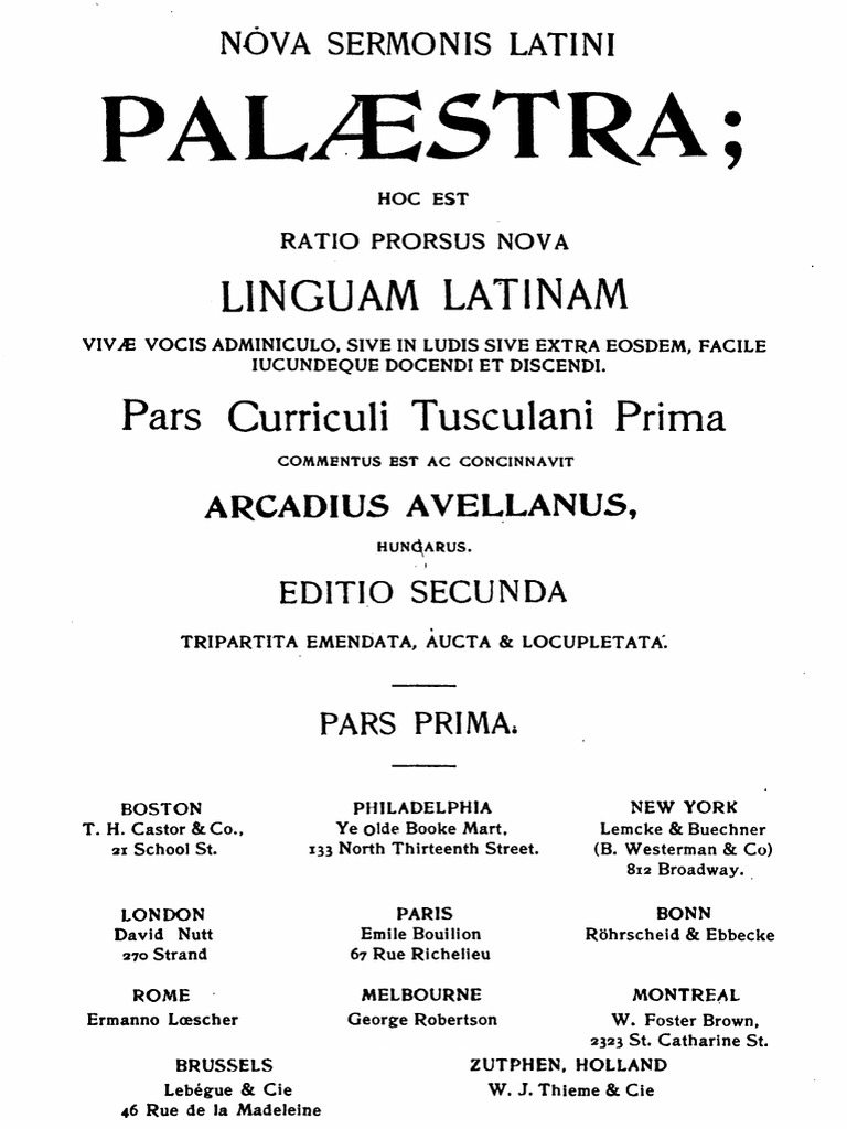 Avellanus - Nova Sermonis Latini Palaestra, Pars Prima | PDF