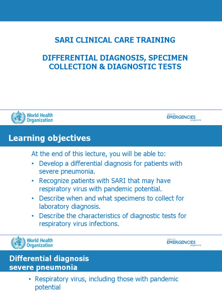 Sari Clinical Care Training Differential Diagnosis, Specimen Collection ...