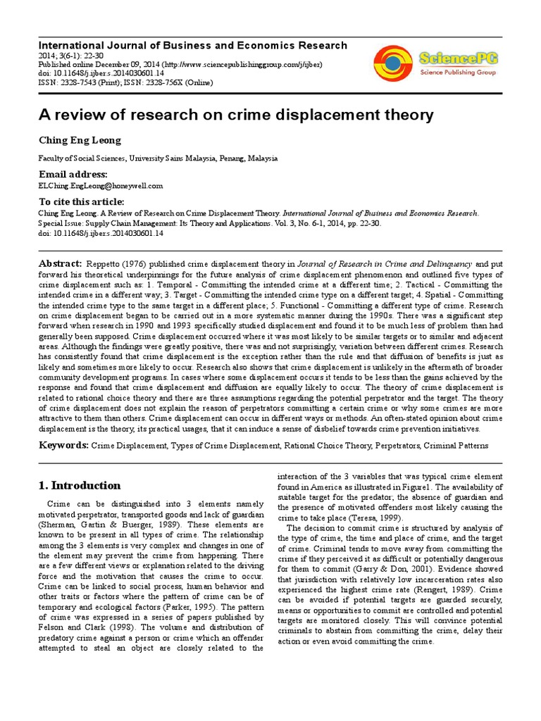 Overview of Crime Displacement Theory | PDF | Crime Prevention | Crime ...