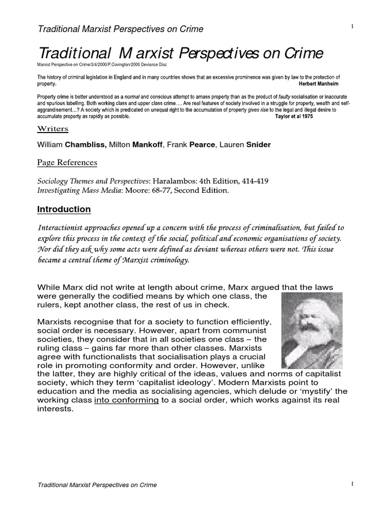 Traditional M Arxist Perspectives On Crime | PDF | Marxism | Deviance ...