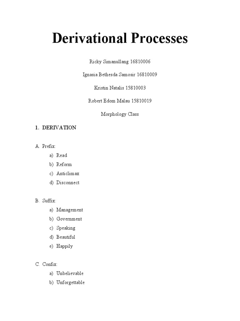 Derivational Processes | PDF