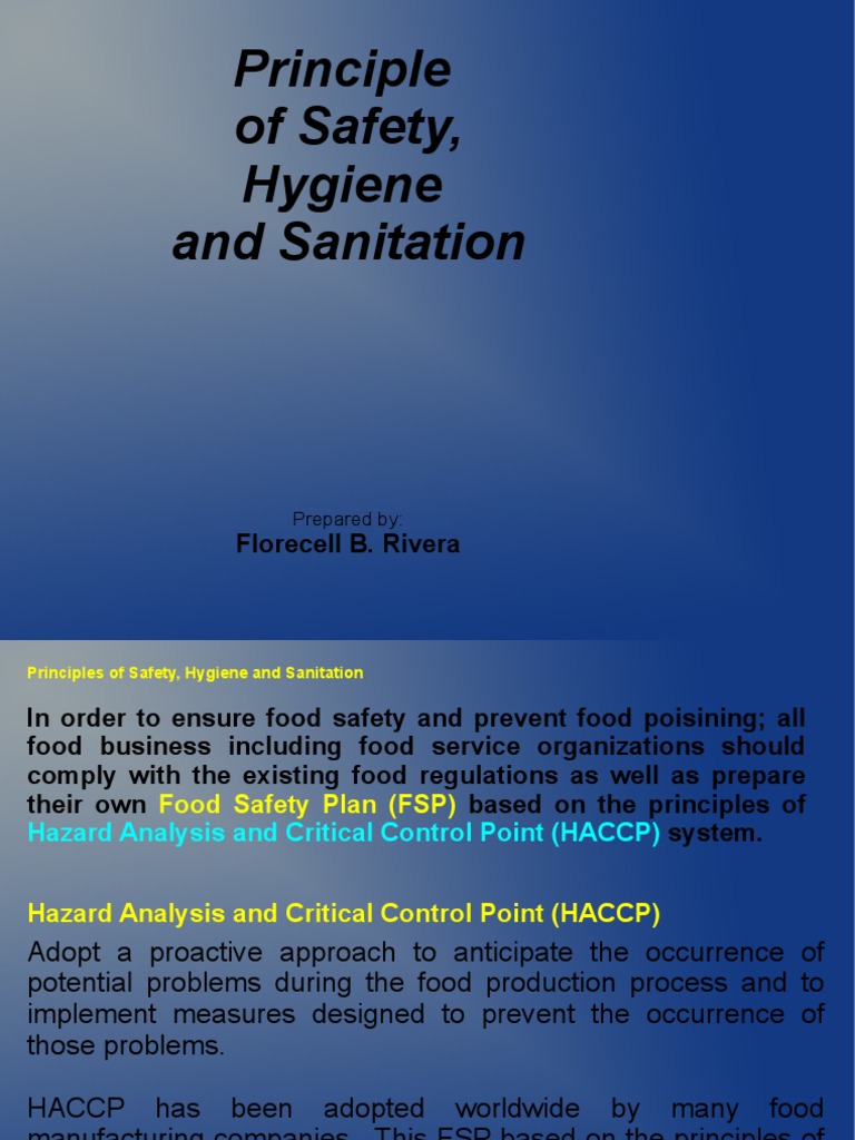 Food Safety and Sanitation Principles | PDF | Foodborne Illness | Hygiene