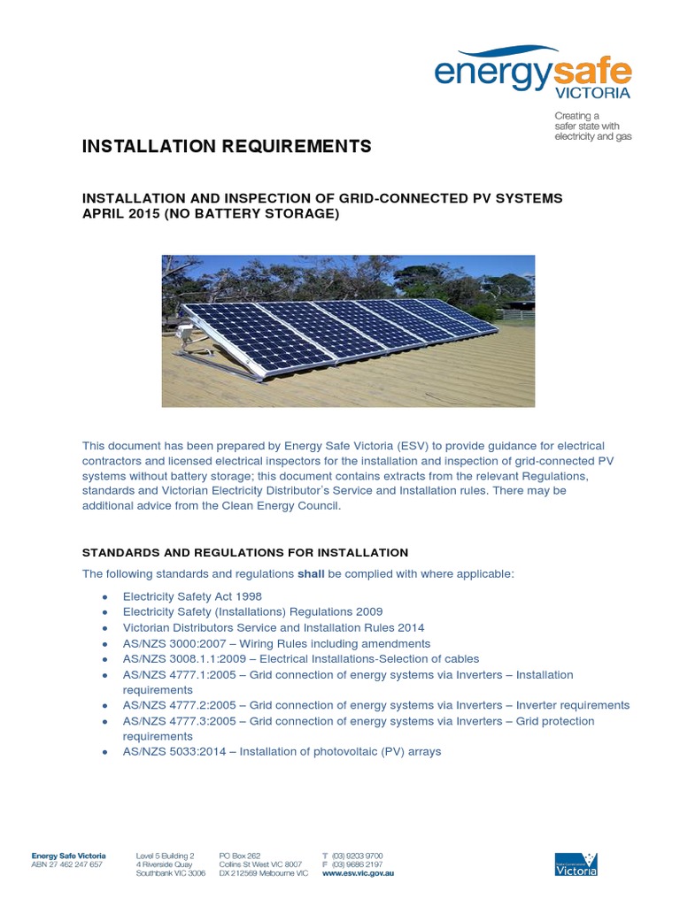Installation Requirements: Installation and Inspection of Grid ...
