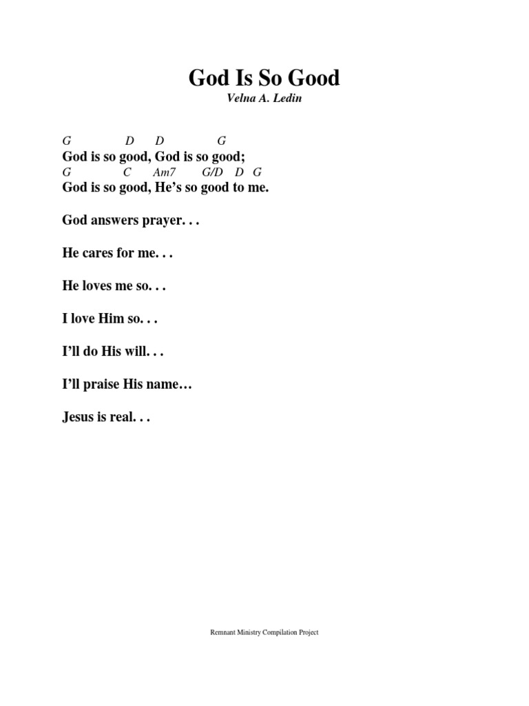 God Is So Good: Lyrics and Chords | PDF