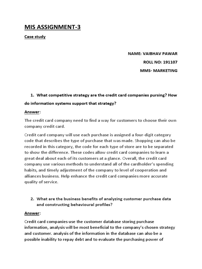MIS Case Study-3 (191107) Vaibhav Pawar | PDF | Business | Finance ...