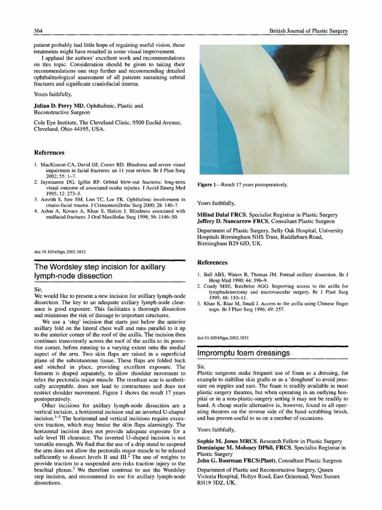 The Wordsley Step Incision For Axillary Lymph-Node Dissection ...
