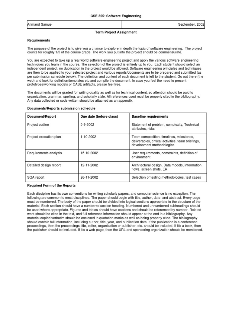 CSE 325: Software Engineering | PDF | Bibliography | Engineering