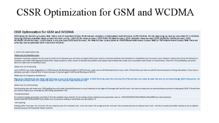 CSSR Optimization Huawei 2G | PDF | High Speed Packet Access | Gsm