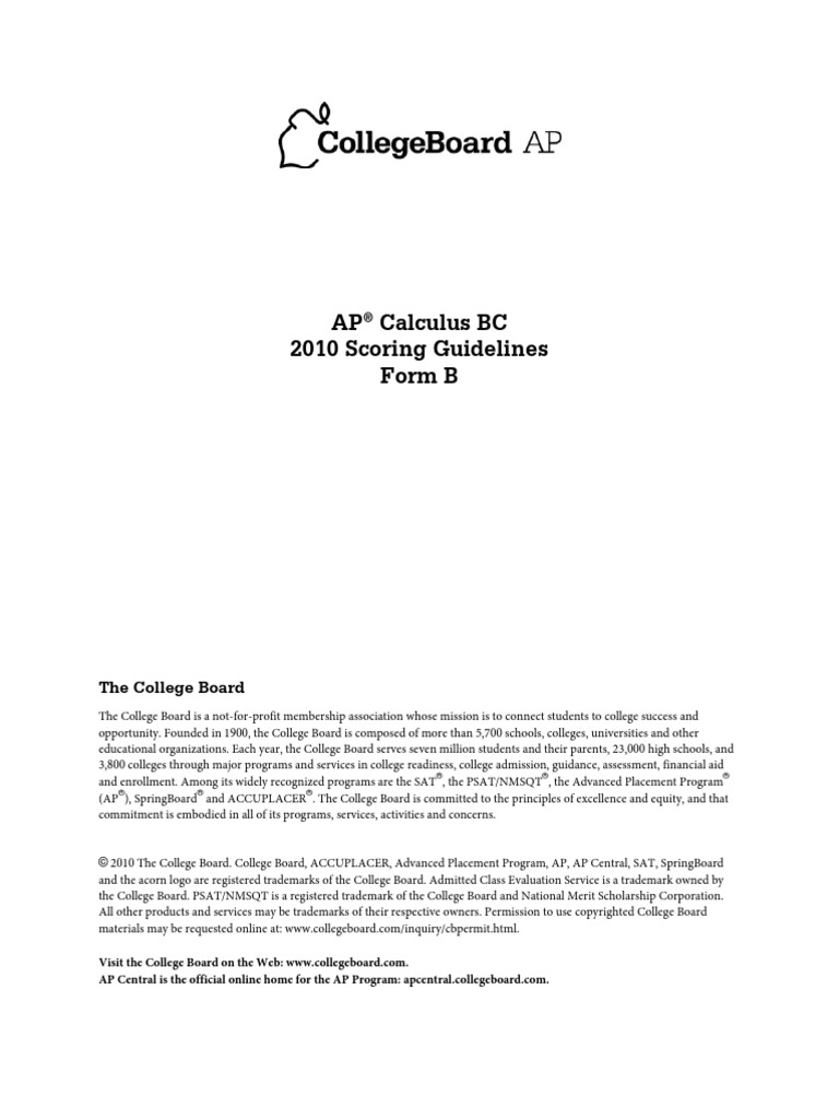 AP Calculus BC 2010 Scoring Guidelines Form B: The College Board ...