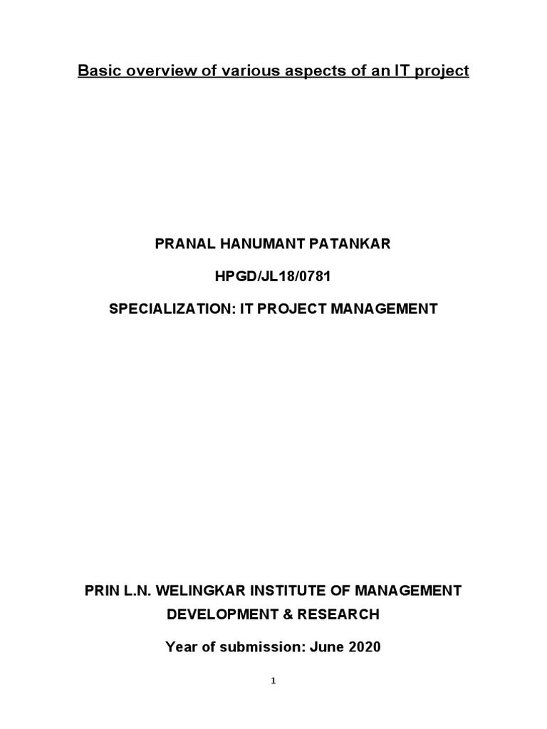 Basic Overview of Various Aspect of IT Project | PDF | Project ...