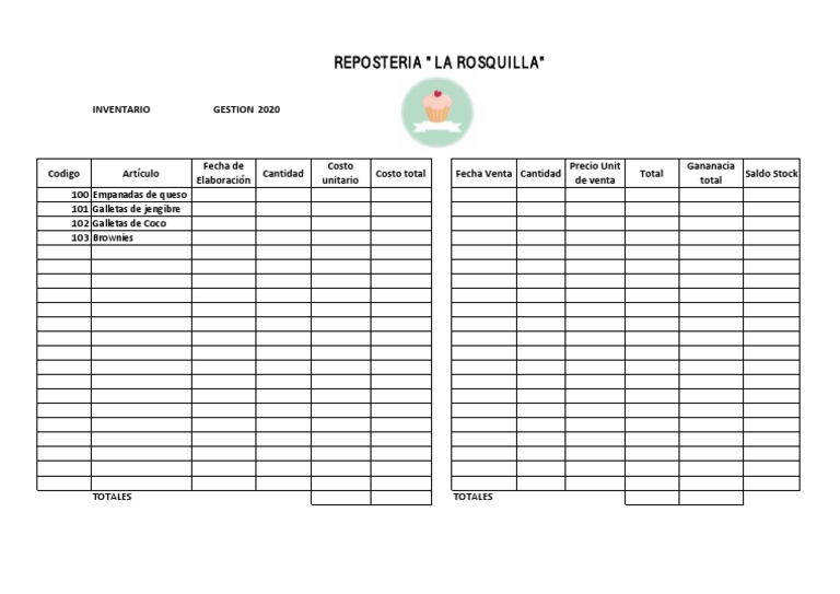 Inventario de Reposteria | PDF