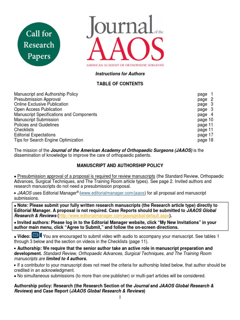 Instructions For Authors: Manuscripts Are Limited To 4 Authors ...