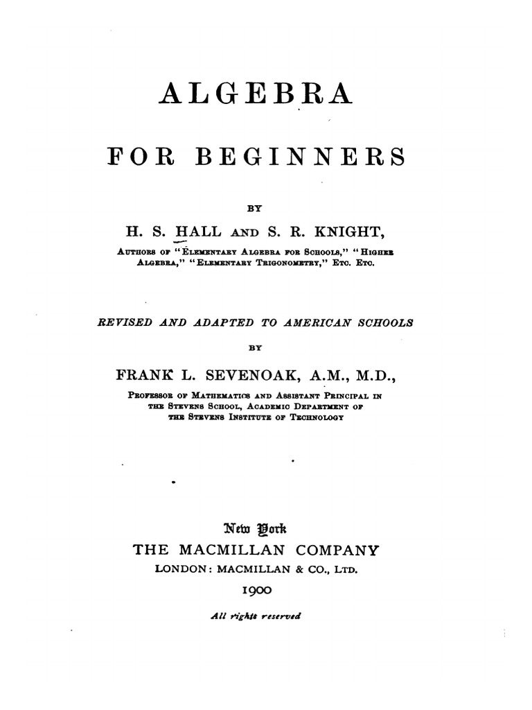 Algebra For Beginners Hall and Knight PDF | PDF