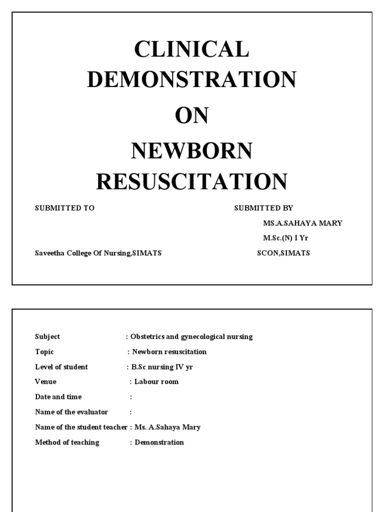 Clinical Demonstration ON Newborn Resuscitation | PDF | Cardiopulmonary ...