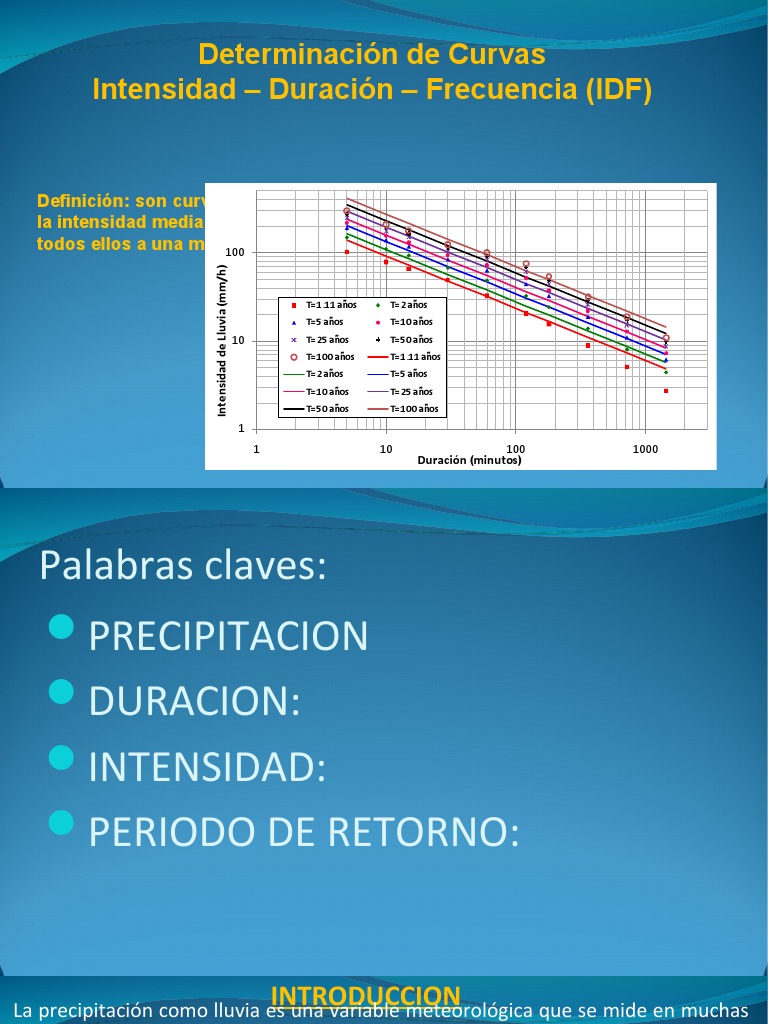 Presentacion Curvas IDF | PDF | Precipitación | Ciencias atmosféricas