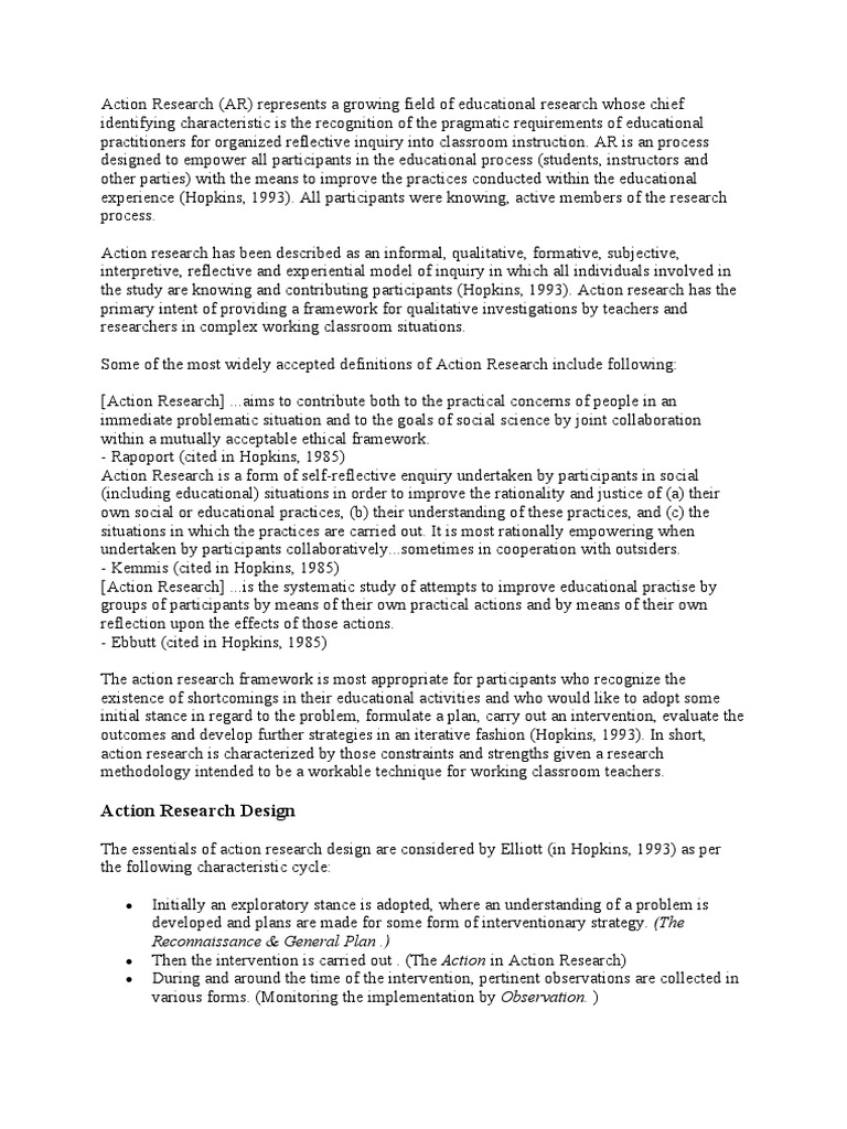 Action Research Design: Reconnaissance & General Plan .) | PDF | Action ...