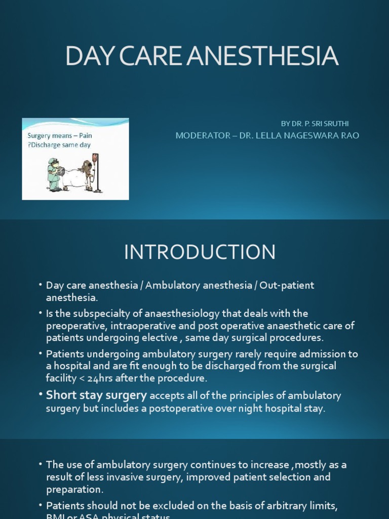 Day Care Anesthesia | PDF | Anesthesia | Surgery
