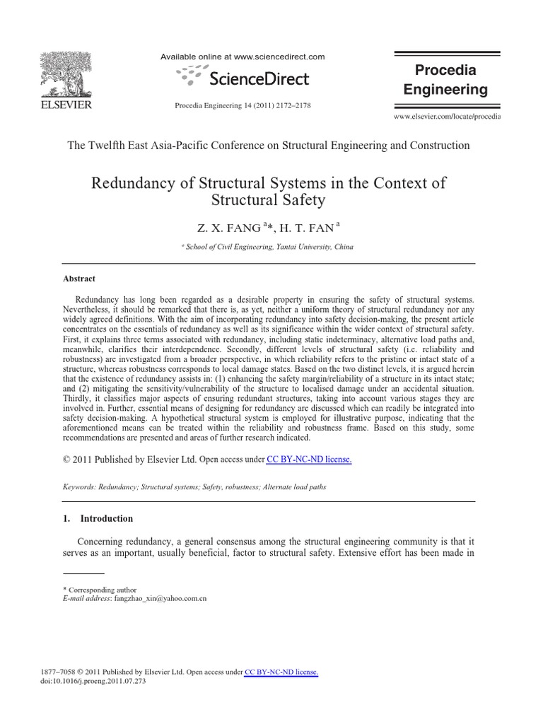 Redundancy of Structural Systems in The Context of Structural Safety ...