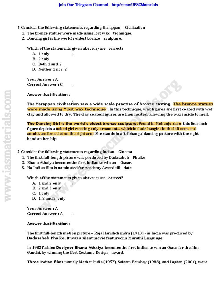 INSIGHT IAS Prelims 2020 Test 2 Answers (Subject) | PDF | Puppetry ...