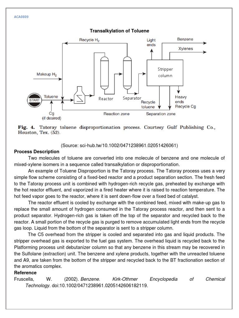 Transalkylation of Toluene | PDF | Chemical Reactor | Benzene