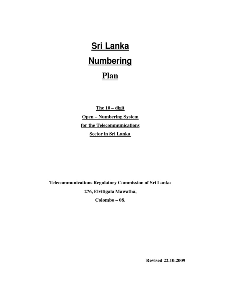 Sri Lanka Numbering Plan: The 10 - Digit Open - Numbering System For ...