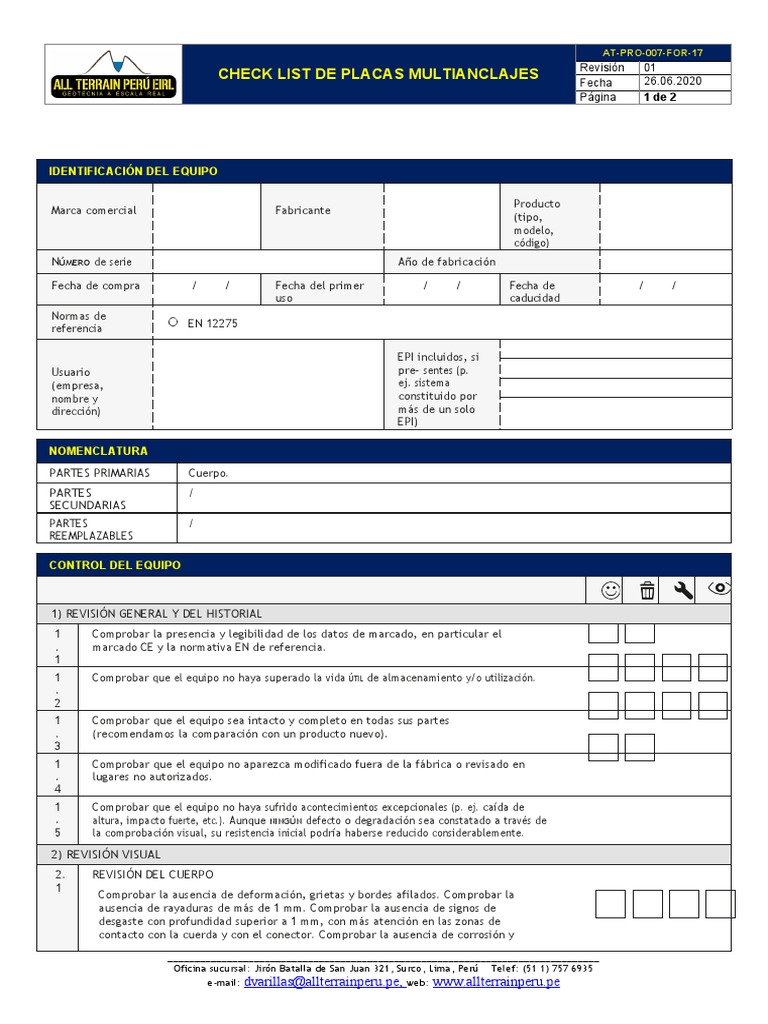 At-Pro-007-For-17 Check List de Placas Multianclajes | PDF ...