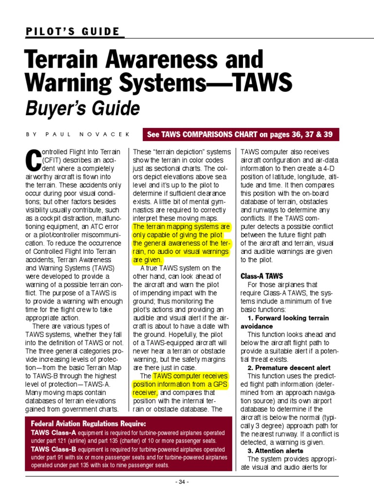 Terrain Awareness and Warning Systems-TAWS: Buyer's Guide | PDF ...