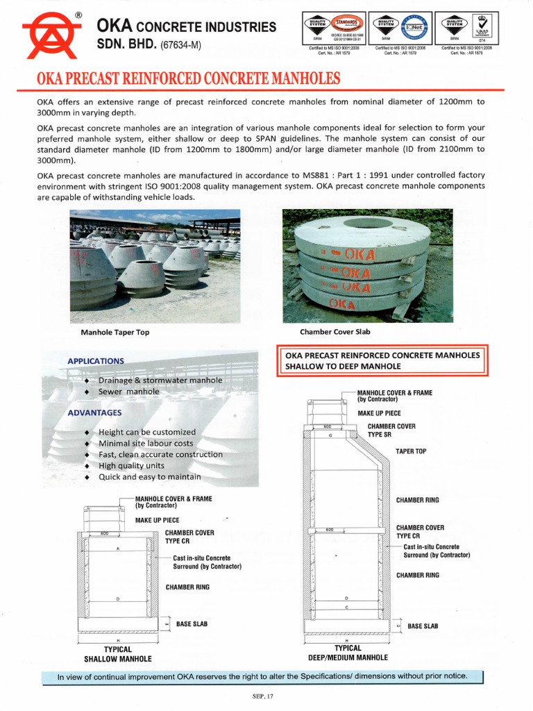 Oka Precast Reinforced Concrete Manholes | PDF | Precast Concrete ...