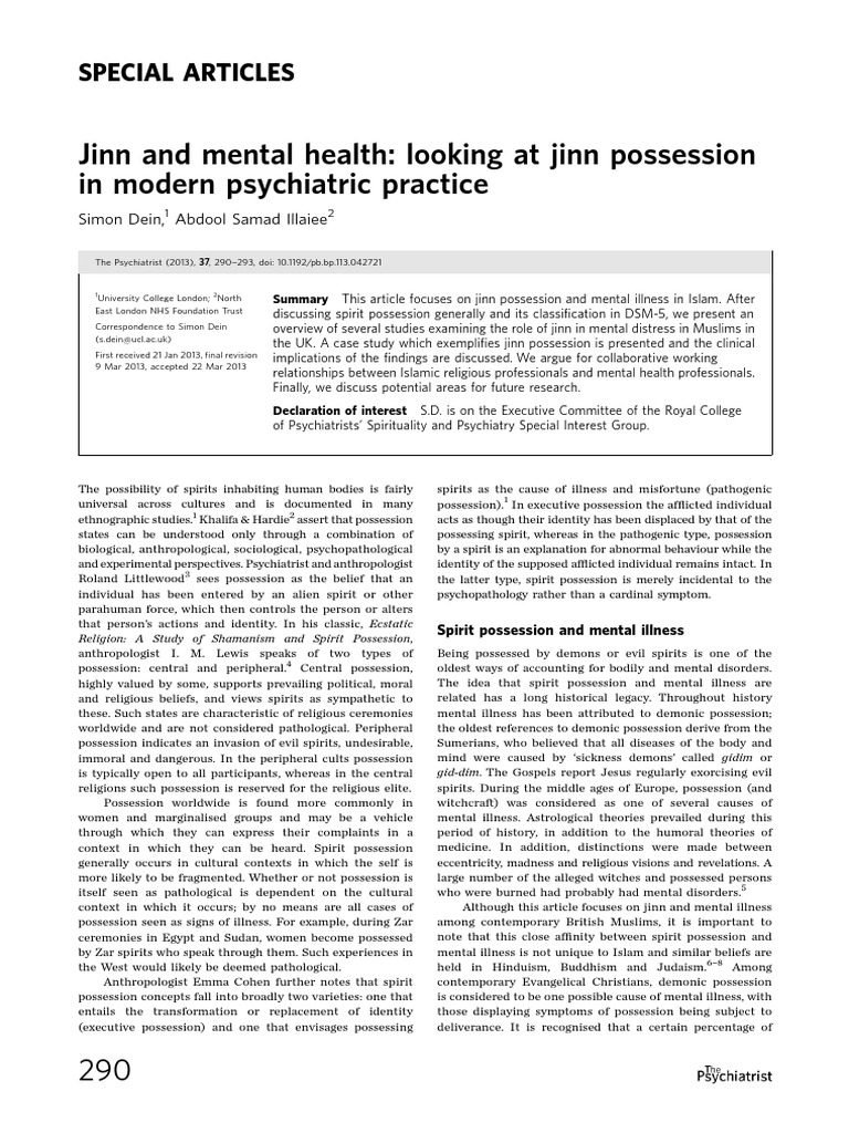 Jinn Possession and Mental Health Insights | PDF | Demonic Possession ...