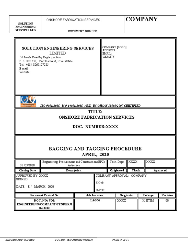 Bagging and Tagging Procedure | PDF | Packaging And Labeling | Rust