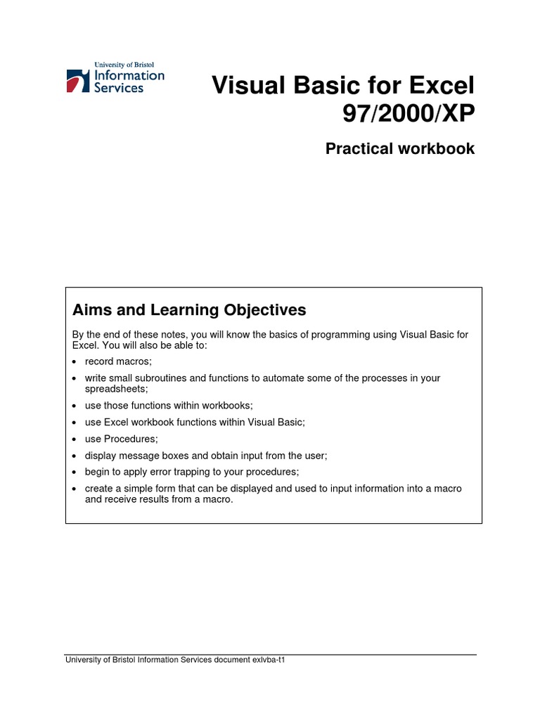 Visual Basic For Excel3 PDF | PDF | Visual Basic For Applications ...